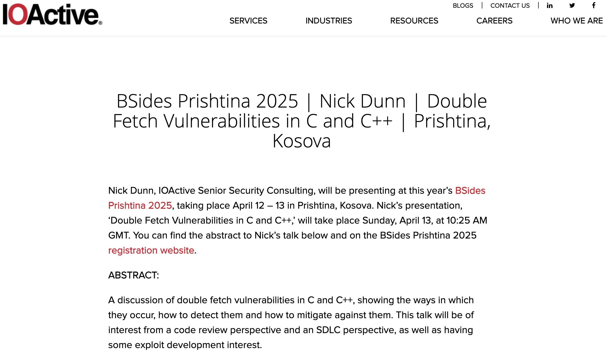 BSides Prishtina 2025: Exploring Double Fetch Issues - IOActive